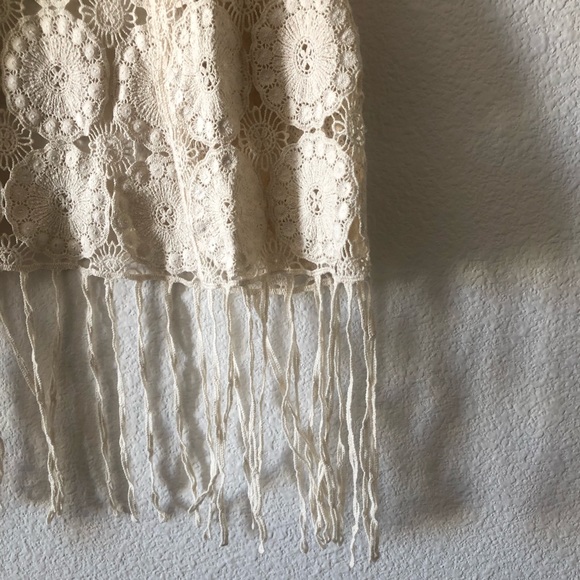 2B Bebe | Tops | 2b Bebe Cream Lace Fringe Vest | Poshmark